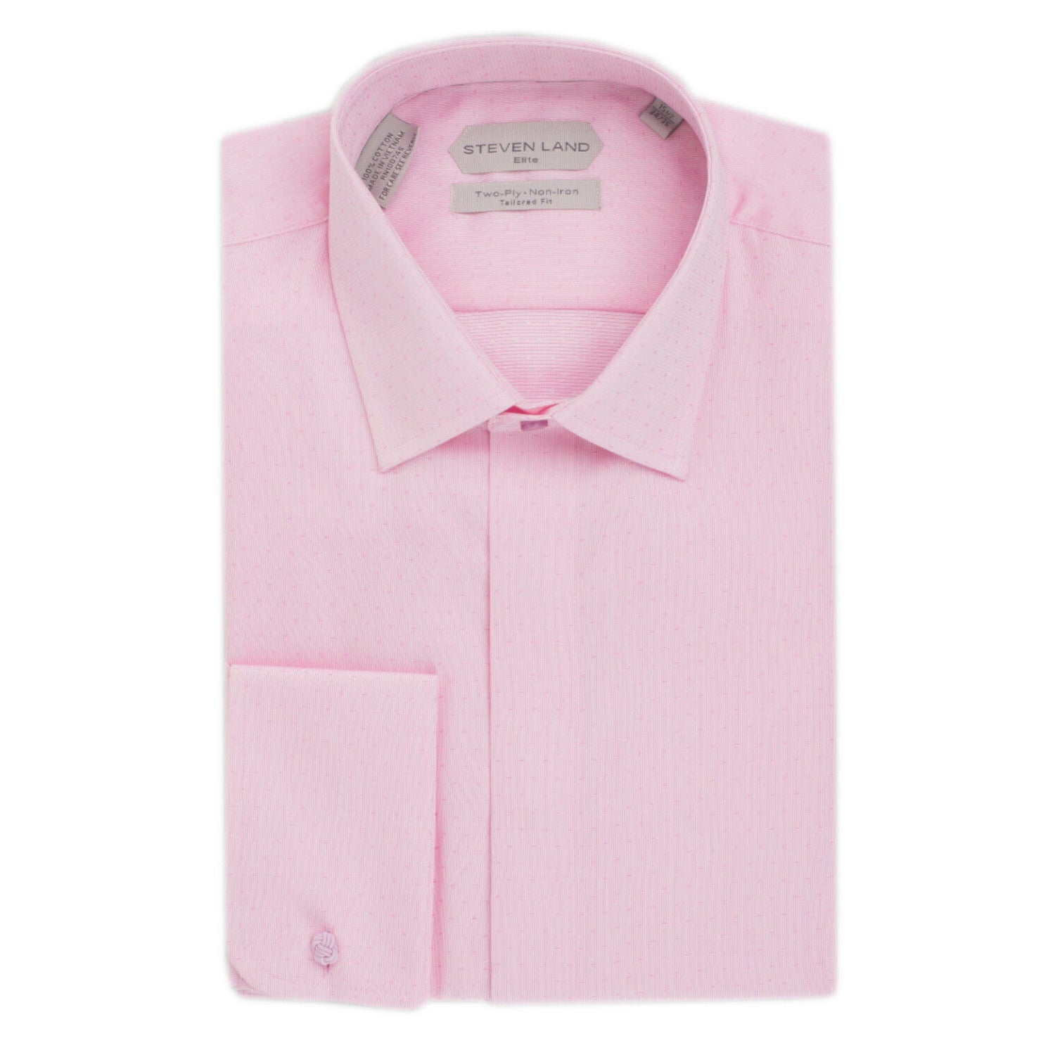 Steven Land Elite Non Iron Pink Dobby French Cuff Dress Shirt Finley D ...