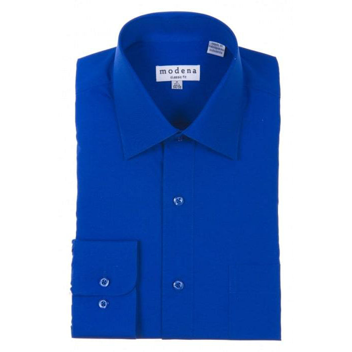 Modena Men's Classic Fit Long Sleeve French Blue Dress Shirt M300CLOR ...